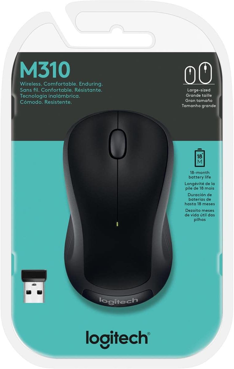 Logitech M310 Wireless Mouse, 2.4 GHz with USB Nano Receiver, 18 Month ...